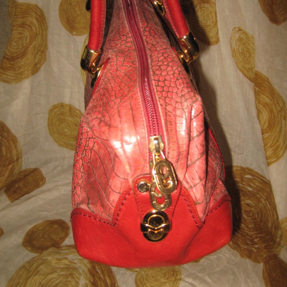 Marino Orlandi Red Croc Alligator Print Doctor Bag Sp… - Gem